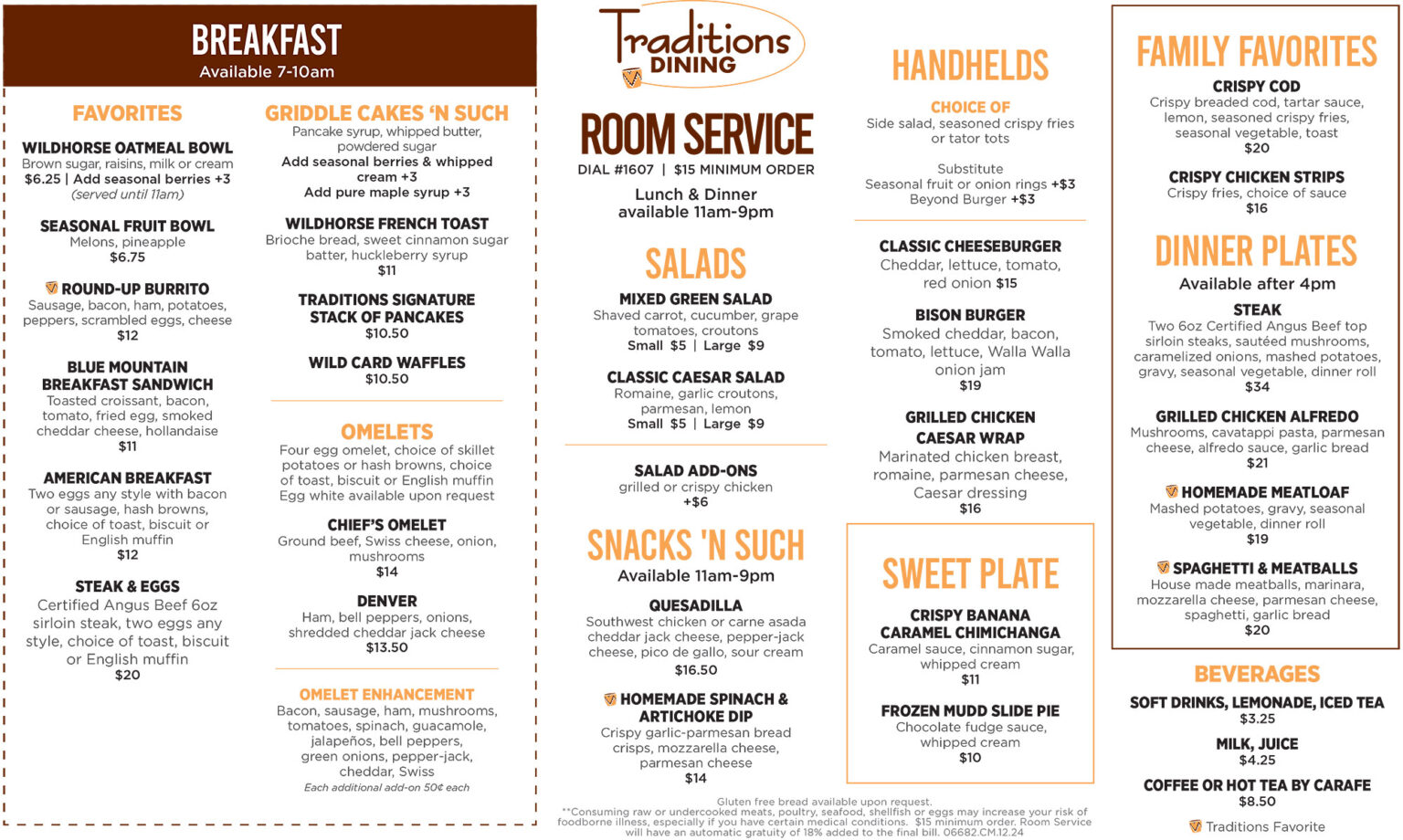Room Service | Wildhorse Resort & Casino